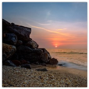 Obraz západu slunce na pláži (30x30 cm)