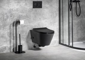 Sapho AVVA závěsná WC mísa Rimless 35,5 x 53 cm integrovaná baterie a bidet sprška černá mat 100315-110