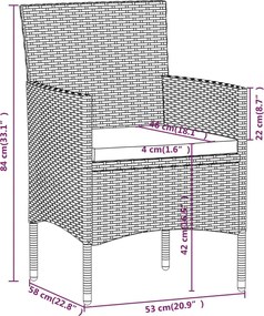 vidaXL 5dílný zahradní bistro set polyratan a tvrzené sklo [3058388] Barva: Černá a hnědá