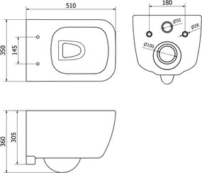 Mexen Stella WC mísa Rimless se sedátkem pomalu padající slim, duroplast, bílý lesk - 30680800