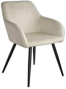 Tectake Židle Marilyn sametový vzhled krémová/černá
