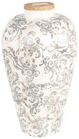 Béžová keramická dekorační váza se šedými ornamenty Gassia L - Ø 24*40 cm