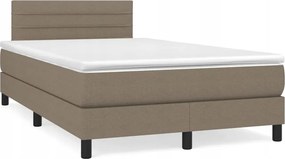 Box Spring Postel S Matrací A Led Textil Taupe vodorovné pruhy 120 x 190