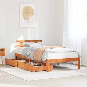 Rám postele se zásuvkami bílý 75 x 190 cm masivní borové dřevo