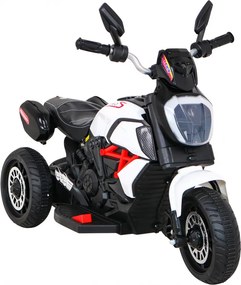 Ramiz Motorka Fast Tourist na baterie pro děti bílá + audio + světla + ekokůže