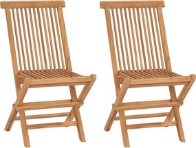 vidaXL Skládací zahradní židle 2 ks masivní teakové dřevo [315441]