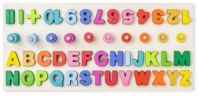 Woody Didaktická destička s počítáním, písmeny a číslicemi, 51 x 4 x 23,5 cm