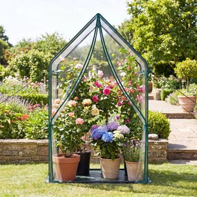 Costway Fóliový mini skleník se 2 rolovacími dveřmi, 90,5 × 90,5 × 152,5 cm