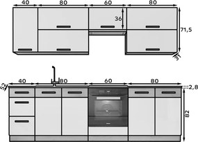 ADRK Furniture Kuchyňský nábytek VIKA 260 ADRK-KF-VIK-WSLO-260