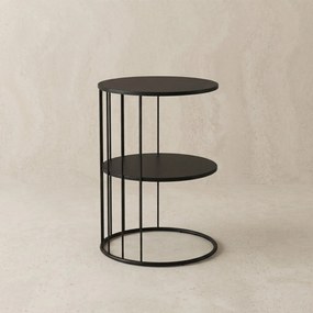 Kulatý konferenční stolek RODA z kovu s policí, 52 cm
