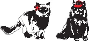 Hodná a zlá kočička - samolepka na zeď