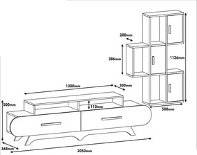 Televizní stolek se skříňkou Flora S Yellow and Walnut