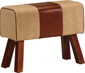 Lavice gymnastický kůň 58 cm hnědá pravá kůže a mangovník 320785