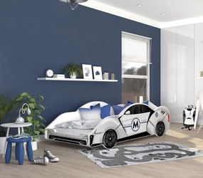 Dětská postel auto BRADLEY 180x90 cm - bílá (11)