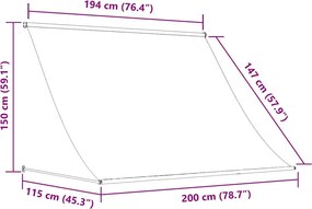 Zatahovací markýza krémová 200 x 150 cm 143765