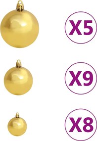 vidaXL Umělý vánoční stromek s LED a sadou koulí 120 cm PVC [3077497] Barva: Růžovo-šedá