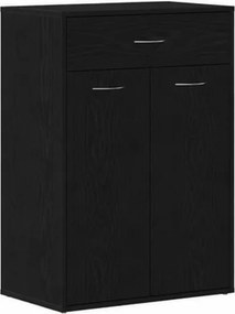 skříňka na boty, botník, 1 zásuvka, 2 dvířka, dřevo, 85x61x36 cm, černý dub, Dekorino BB20260068