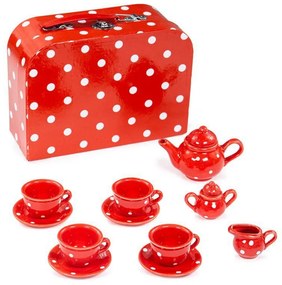 Bigjigs Toys Červený puntíkovaný čajový set