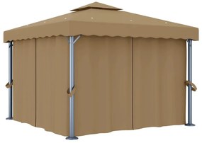 Altán se závěsy 3 x 3 m taupe hliník 3068557