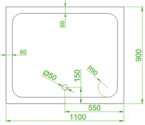 BPS-koupelny Obdélníková akrylátová sprchová vanička HYD-OSV-SXL04B 110x90 bílá
