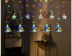 Vnitřní LED světelný vánoční závěs s 5 stromečky, 3m, 138 LED, různé barvy na výběr Barva: Studená bílá