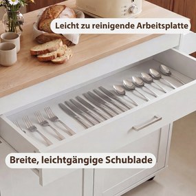 Costway Kuchyňský vozík s držákem, kořenkou a zásuvkou, bílý