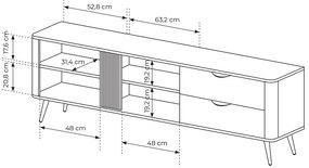 Obývací stěna VERIS B | 3 díly | 478 cm | dub dunin