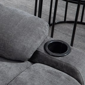 HOMCOM TV křeslo s funkcí polohování, otočné o 360°, naklápěcí o 135°, s pružinovým jádrem, elastické popruhy, držák na nápoje, 88x96x108cm Tmavě šed…