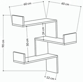 Rohová nástěnná police LUKSA 90x60 cm bílá