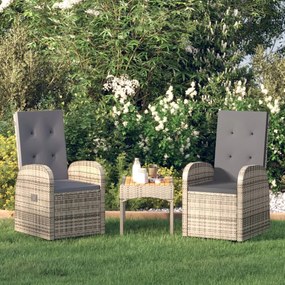 Nastavitelné zahradní židle 2 ks s poduškami polyratan šedé - Default Title