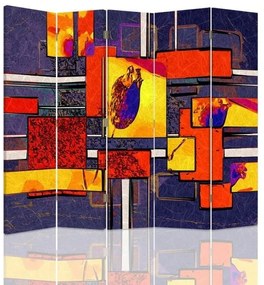 Ozdobný paraván Barevná abstrakce - 180x170 cm, pětidílný, klasický paraván