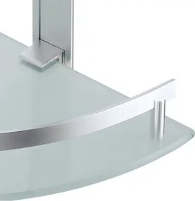 MSV TABARCA / Nástěnná rohová polička / 2 patra / hliník, sklo / 24 cm