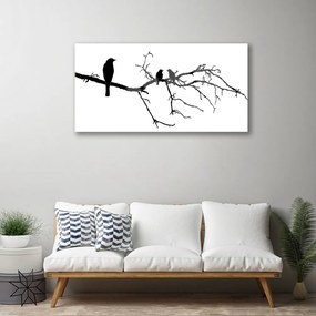 Obraz na skle Ptáci Větev Umění 120x60 cm