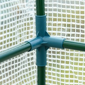 Outsunny fóliový skleník na rajčata 200x100x215cm s oknem ze síťoviny a rolovacími dveřmi UV ochrana v bílé barvě pro rostliny a zahradu