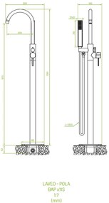 Laveo Pola, volně stojící vanová baterie h-1081, zlatá matná, LAV-BAP_G1SB
