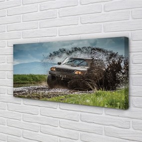 Obrazy na plátně Auto Field hory mraky 125x50 cm