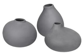 Tmavě šedé porcelánové vázy v sadě 3 ks (výška 9 cm) Nona – Blomus