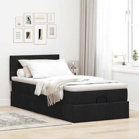 Osmanský rám postele s matrací černá 80x200cm textil 3311333