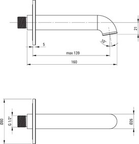 Deante Deante, výtokové rameno pro vanu a umyvadlo, černá matná, DEA-NQS_N80K
