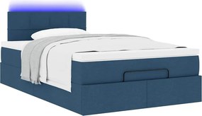 Osmanská postel s matrací &amp; LED modrá 120x200 cm látka 3312304