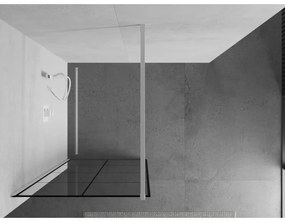 Mexen Kioto, Walk-In sprchová zástěna 70 x 200 cm, 8mm sklo čiré/černý vzor, bílý profil, 800-070-101-20-77