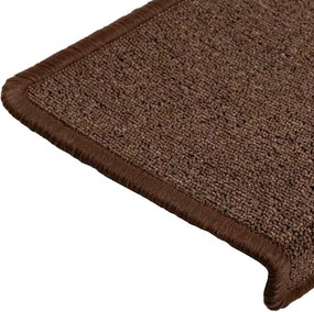Schodové rohože 15 ks 65 x 21 x 4 cm hnědé s obdélníkovým okrajem 134571