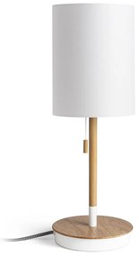 Rendl R14036 stolní lampa s USB R14036 KEITH/RON 15/20 Polycotton, bílá/buk, E27, 54cm