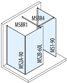 POLYSAN sprchová sestava zástěn MODULAR SHOWER vč. vzpěr, VÝPRODEJ VZORKU