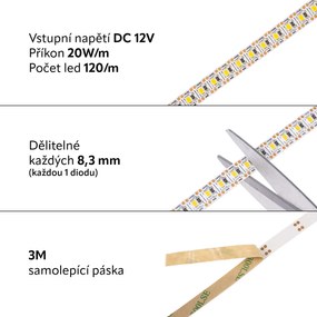 T-LED LED pásek 1PCS12V 12020 studená bílá