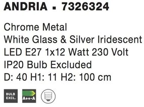 Nova Luce Závěsné svítidlo ANDRIA chromovaný kov bílé sklo a stříbrná E27 1x12W