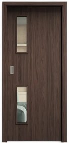 SAPELI ELEGANT KOMFORT M32 - CPL LAMINÁT - POSUVNÉ DVEŘE VČ. ZÁRUBNĚ - Ořech Průchozí šířka (cm): 110, Průchozí výška (cm): 210, Typ skla: Planibel bronz