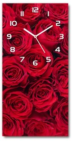 Wallmuralia Nástěnné skleněné hodiny Červená růže 30x60 cm