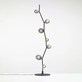 Stojací lampa v organickém designu Ivy Floor Dekor: Kouřové sklo / Šedá montura