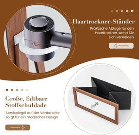 Costway Šperkovnice 360° otočná zrcadlová skříňka se zrcadlem po – 140 × 37 cm